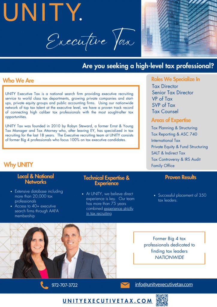 Tax Staffing Solutions | UNITY. Executive Tax